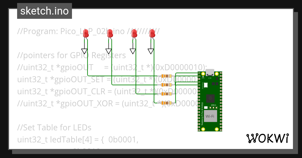 Pico_LLP_02 Program4 - Wokwi ESP32, STM32, Arduino Simulator