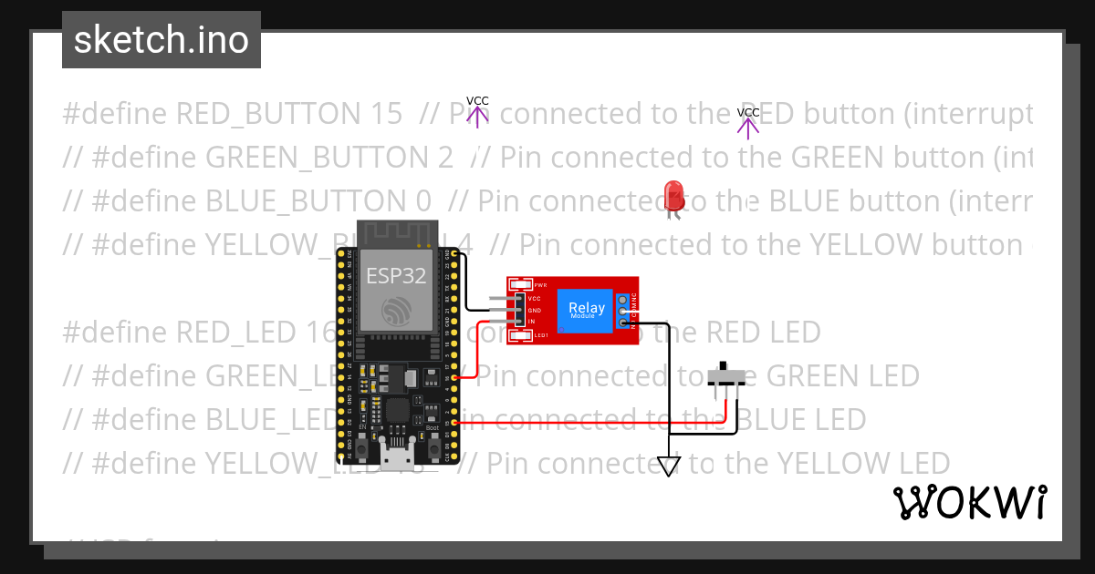 switch using c++ class - Wokwi ESP32, STM32, Arduino Simulator