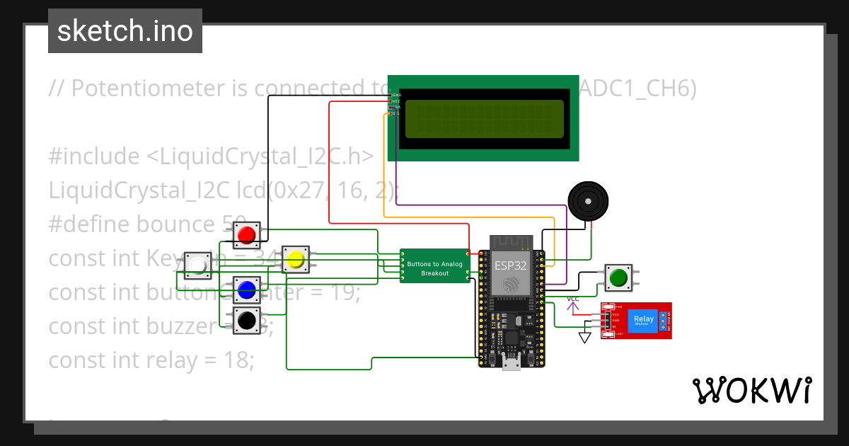 5 Analog Button ESP32 - Wokwi ESP32, STM32, Arduino Simulator
