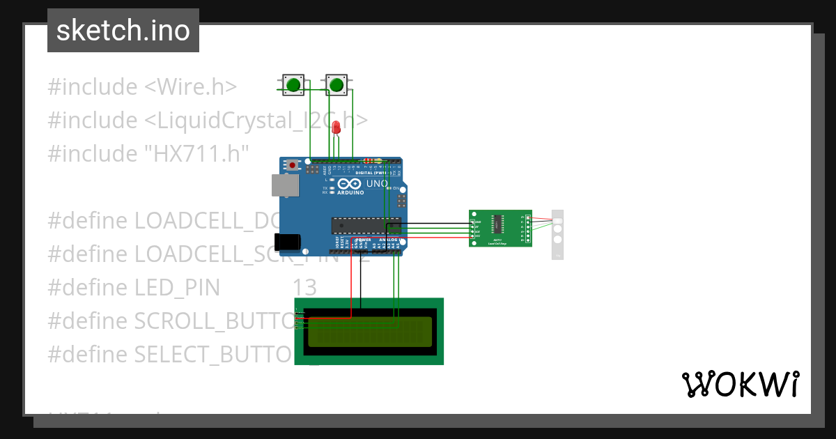 Weight Sensor - Wokwi ESP32, STM32, Arduino Simulator