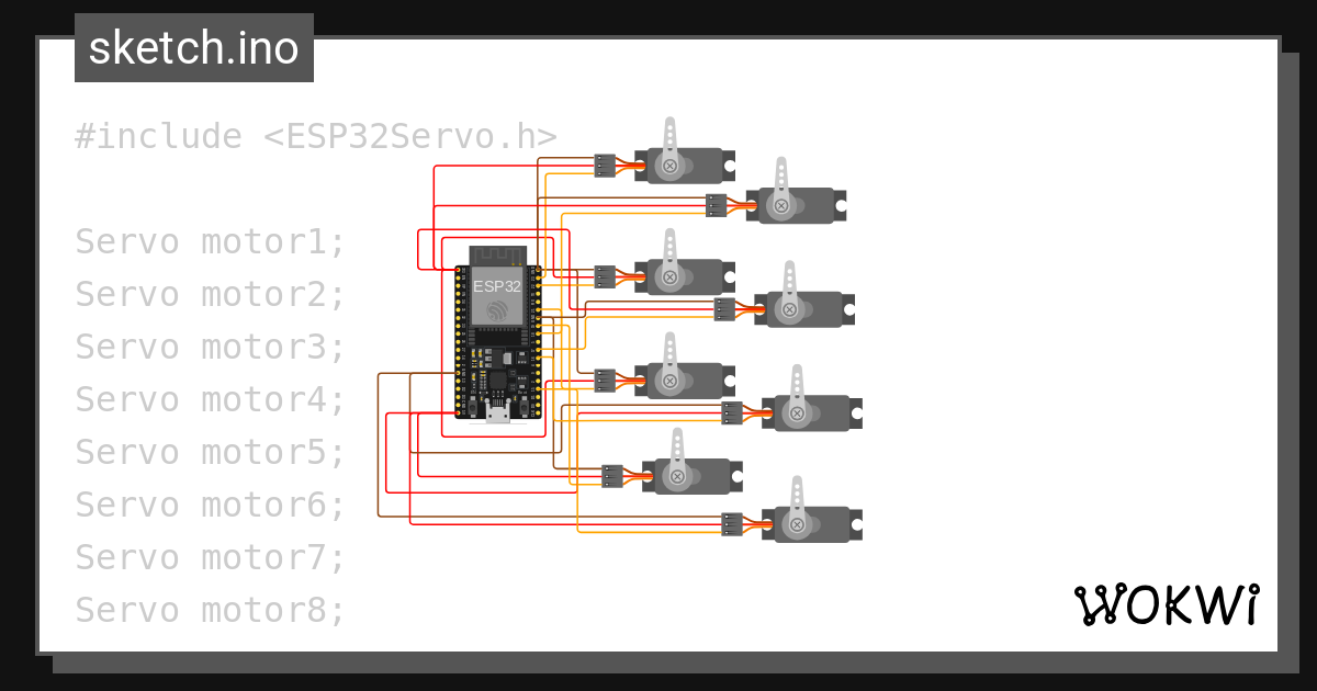 8 servos - Wokwi ESP32, STM32, Arduino Simulator 8 servos - Wokwi ESP32, STM32, Arduino Simulator