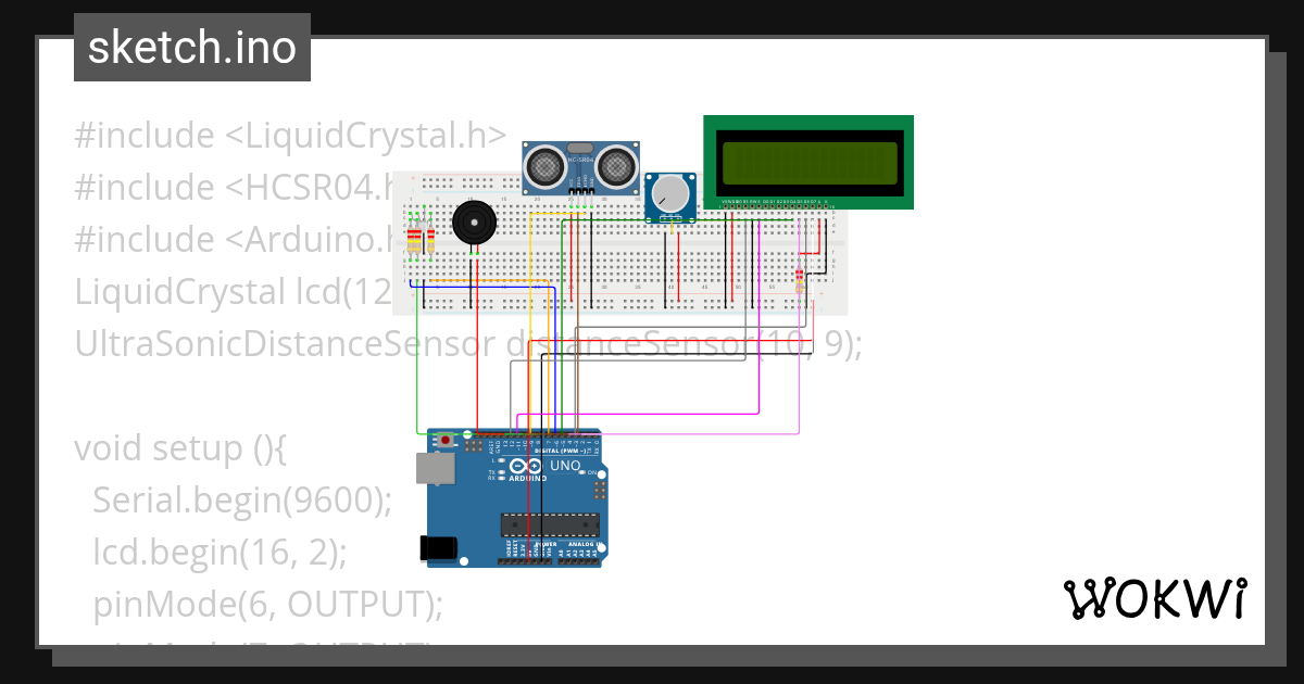 Ultraschall_Lcd - Wokwi ESP32, STM32, Arduino Simulator