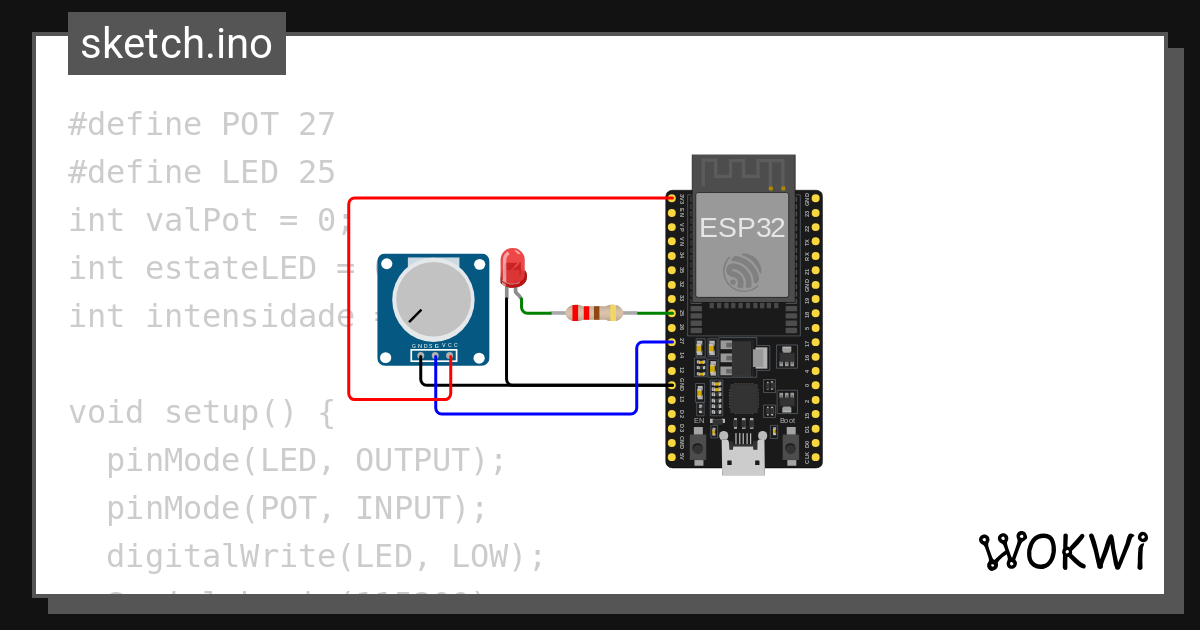 Controle Da Intensidade Com Potenciômetro Wokwi Esp32 Stm32 Arduino 