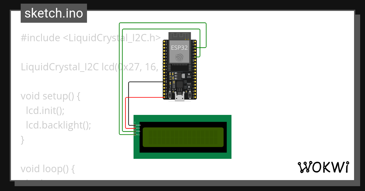 Project running teks pada lcd - Wokwi ESP32, STM32, Arduino Simulator