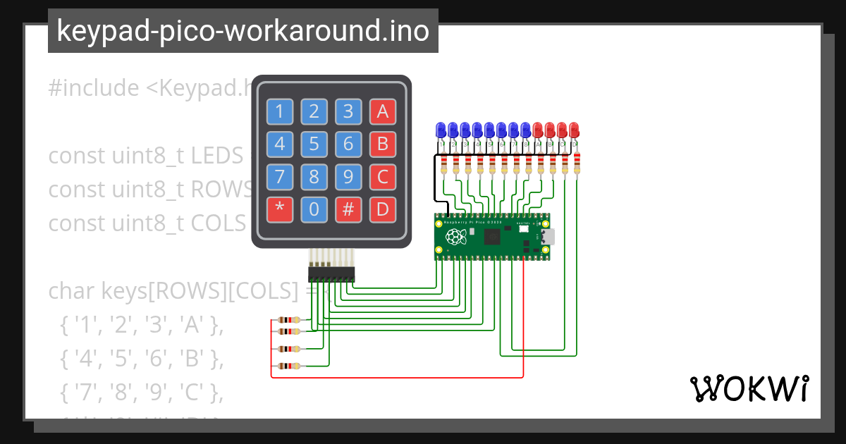 Pico Keypad with LEDs Copy - Wokwi ESP32, STM32, Arduino Simulator