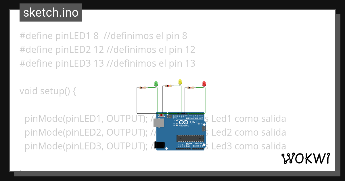 3 LEDs - Wokwi ESP32, STM32, Arduino Simulator