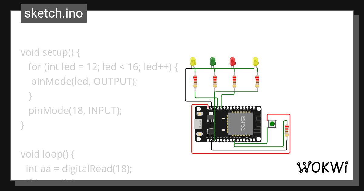 4led - Wokwi ESP32, STM32, Arduino Simulator 4led - Wokwi ESP32, STM32, Arduino Simulator