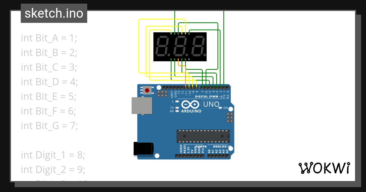 3 Digit Display - Wokwi ESP32, STM32, Arduino Simulator