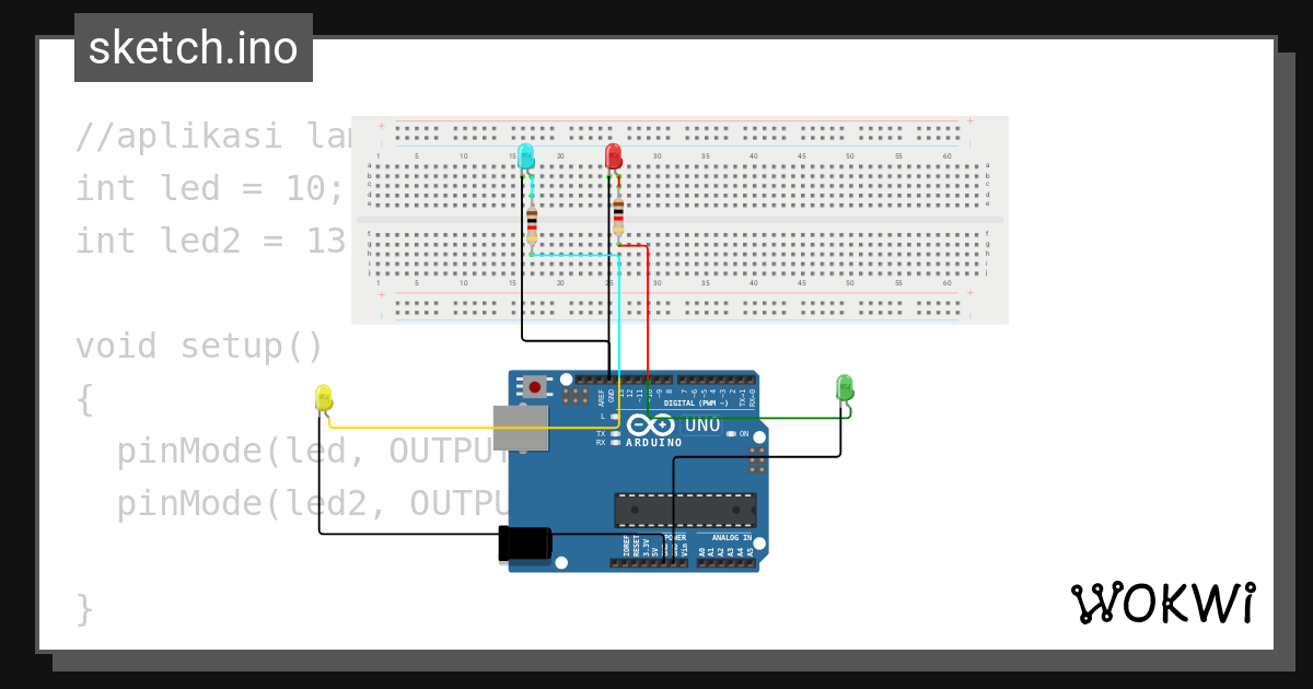 2 Lampu Kedip Wokwi Esp32 Stm32 Arduino Simulator