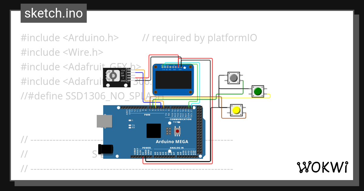 BasicOLEDMenu with buttons 002 - Wokwi ESP32, STM32, Arduino Simulator