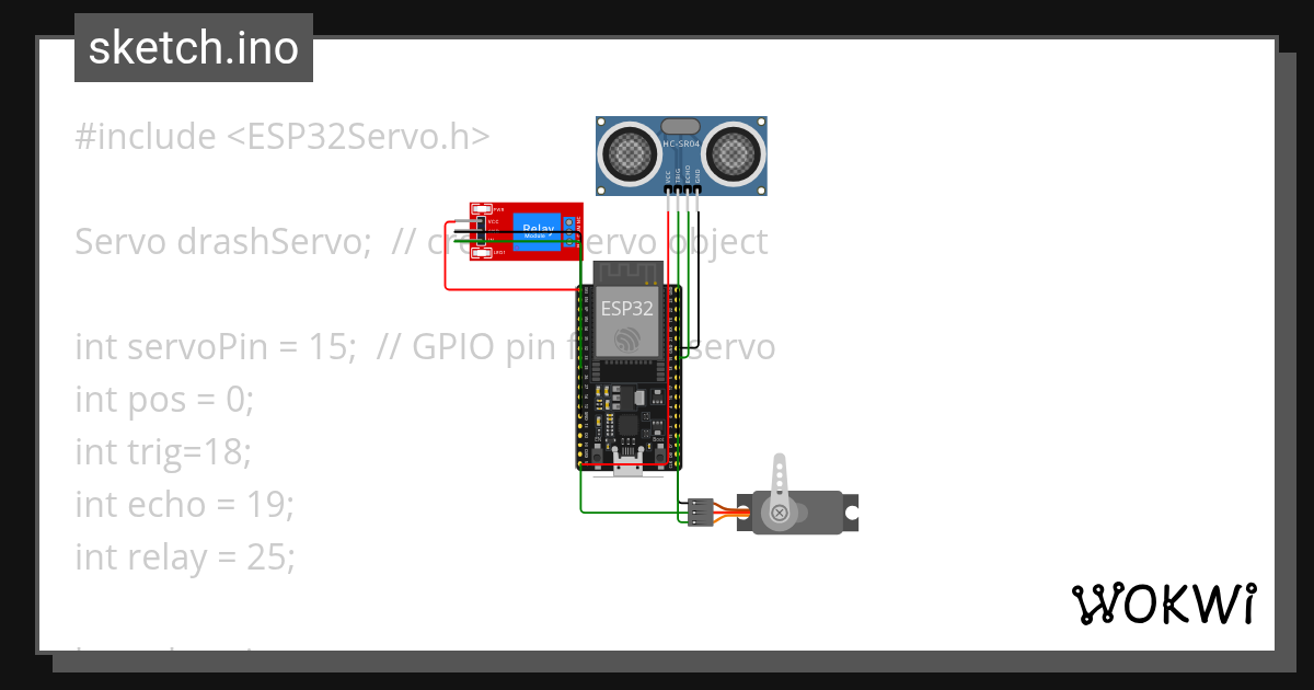Automatic Water monitoring and drash bin open Copy - Wokwi ESP32, STM32, Arduino Simulator