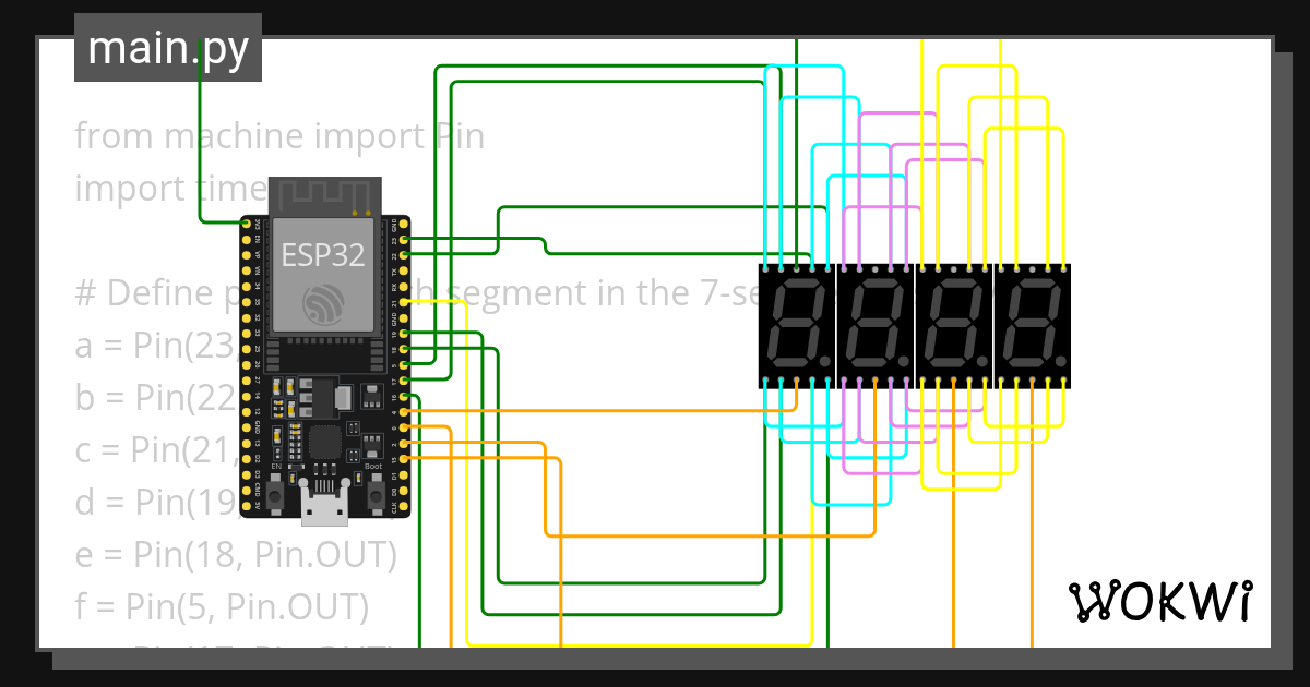4th seven segema esp32 py Copy - Wokwi ESP32, STM32, Arduino Simulator