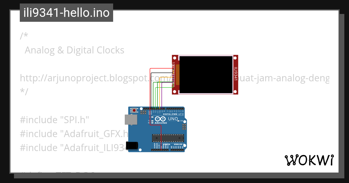 ili9341 CLOCK - Wokwi ESP32, STM32, Arduino Simulator