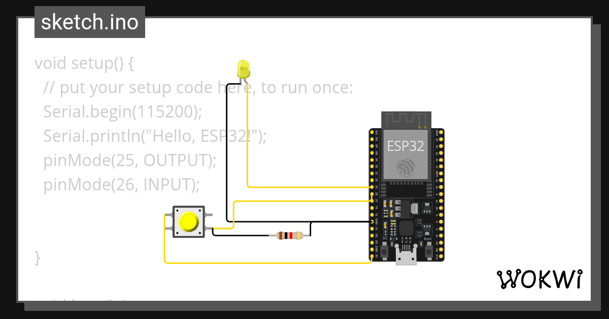 led con boton - Wokwi ESP32, STM32, Arduino Simulator