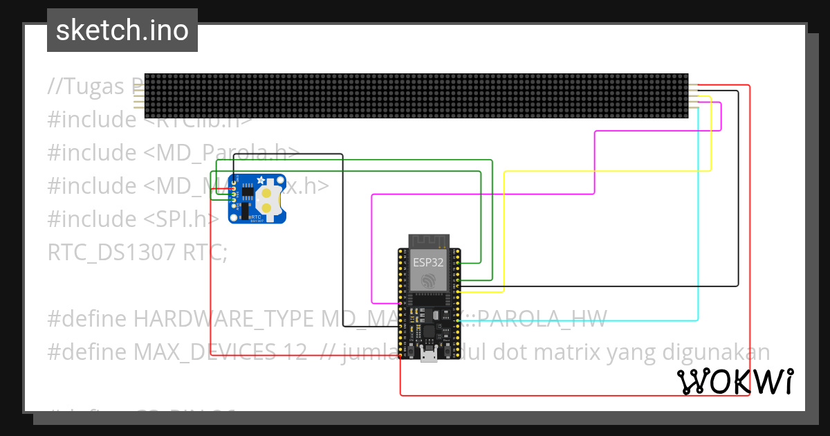 Tugas Projek LED MATRIX Rifqah Khairun Nisa XII TKJ 1 Absen 30 - Wokwi ESP32, STM32, Arduino ...