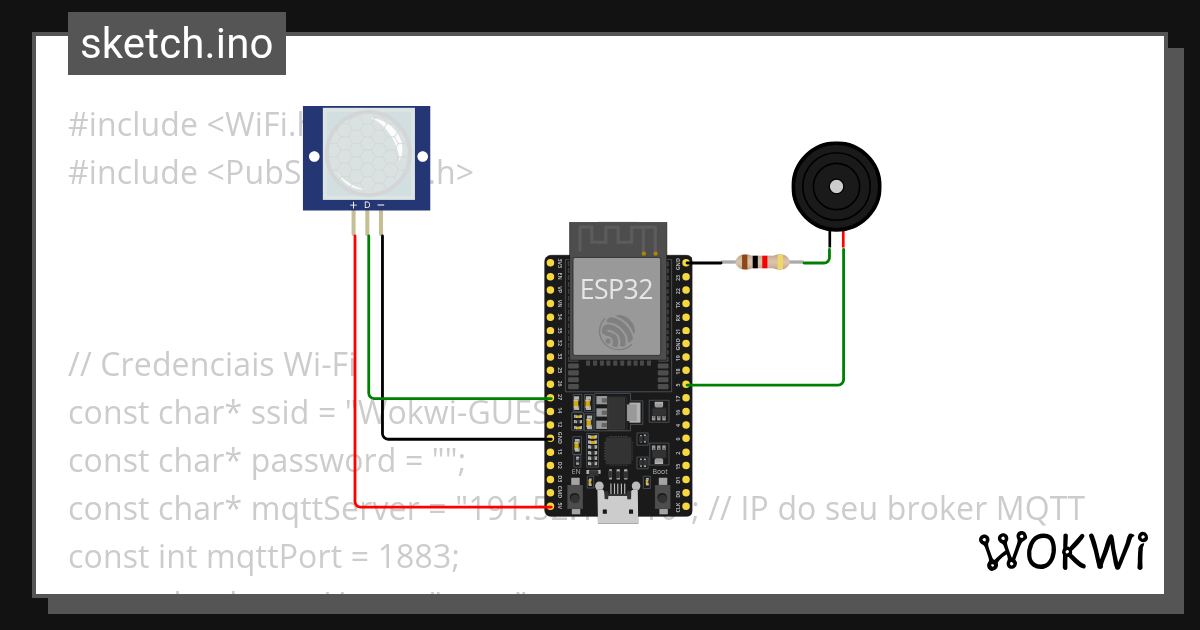 Sensor alarme - Wokwi ESP32, STM32, Arduino Simulator