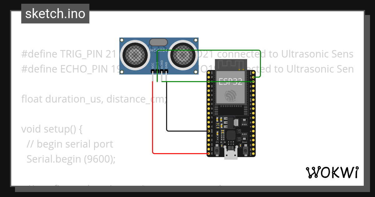 Ultra Sonic - Wokwi ESP32, STM32, Arduino Simulator