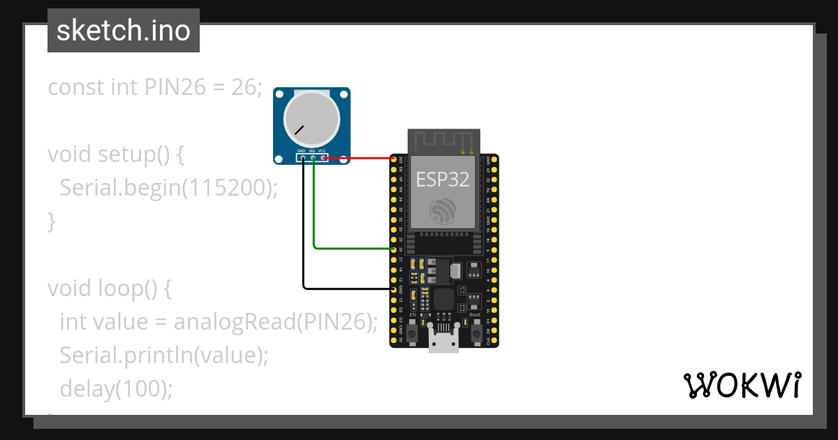 Potenciômetro Wokwi Esp32 Stm32 Arduino Simulator 