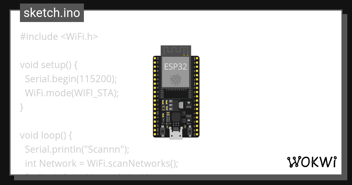 WIFI SCANNING - Wokwi ESP32, STM32, Arduino Simulator WIFI SCANNING - Wokwi ESP32, STM32, Arduino Simulator