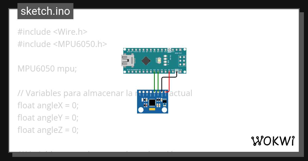 MPU6050 Aceleracion y Rotacion - Wokwi ESP32, STM32, Arduino Simulator
