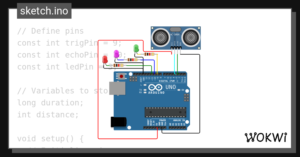 Ultrasonic Led Wokwi Esp32 Stm32 Arduino Simulator