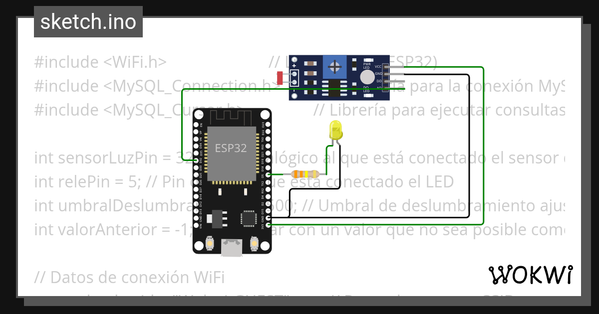 Sensor Luz Evidencia 2 - Wokwi ESP32, STM32, Arduino Simulator