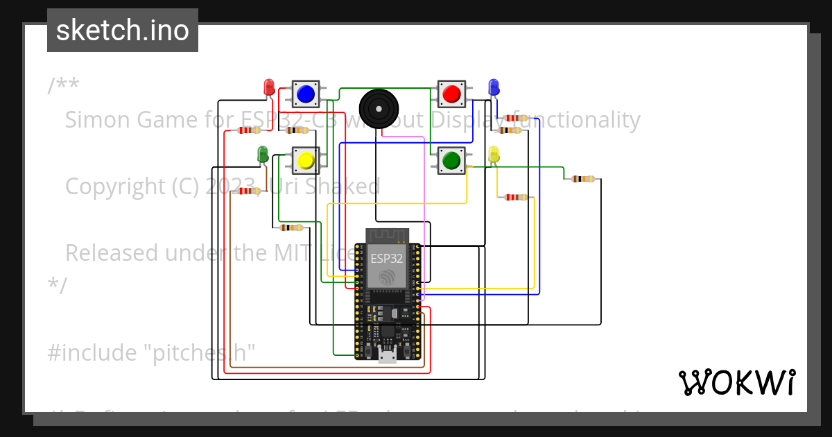 Memory Game 2 Hani - Wokwi ESP32, STM32, Arduino Simulator