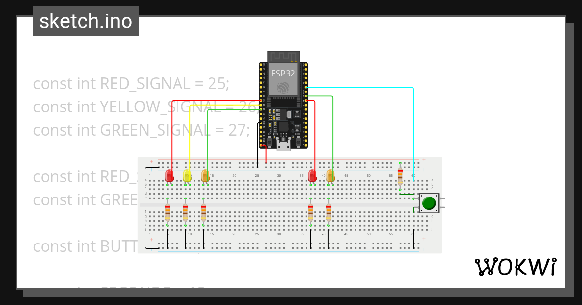 Semáfaro com Pedestre - Wokwi ESP32, STM32, Arduino Simulator