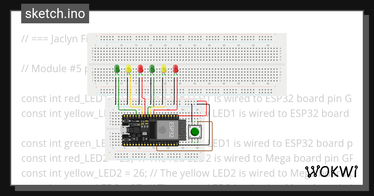 CEIS114 Module 5 - Jaclyn Fisher - Wokwi ESP32, STM32, Arduino Simulator