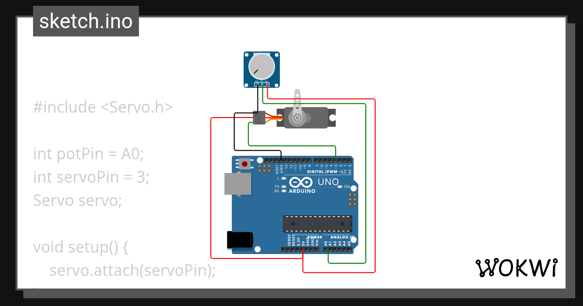 Servo Motor + Volum - Wokwi ESP32, STM32, Arduino Simulator