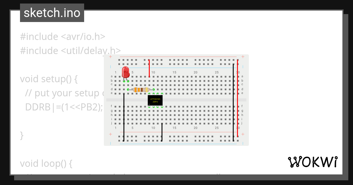 Attiny85_Blinky - Wokwi ESP32, STM32, Arduino Simulator Attiny85_Blinky - Wokwi ESP32, STM32, Arduino Simulator