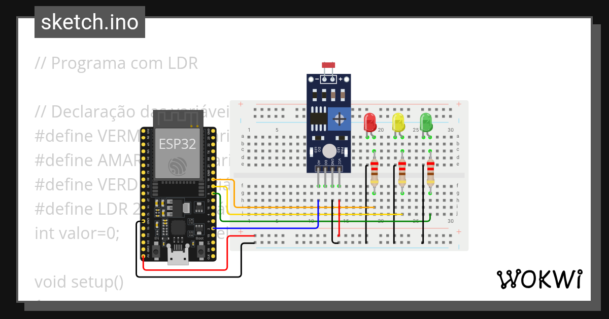 LDR - Wokwi ESP32, STM32, Arduino Simulator