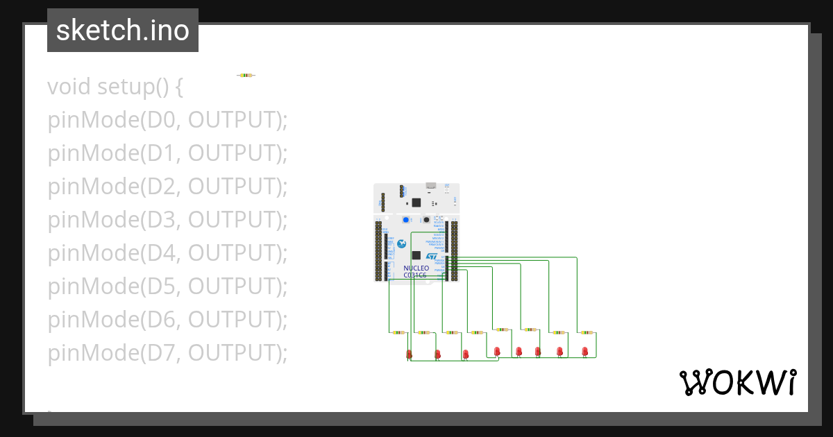007_KnightRider - Wokwi ESP32, STM32, Arduino Simulator