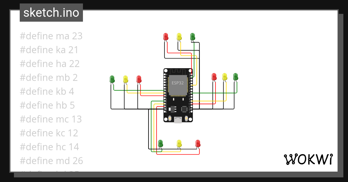 TRAFFIC LIGHT - Wokwi ESP32, STM32, Arduino Simulator