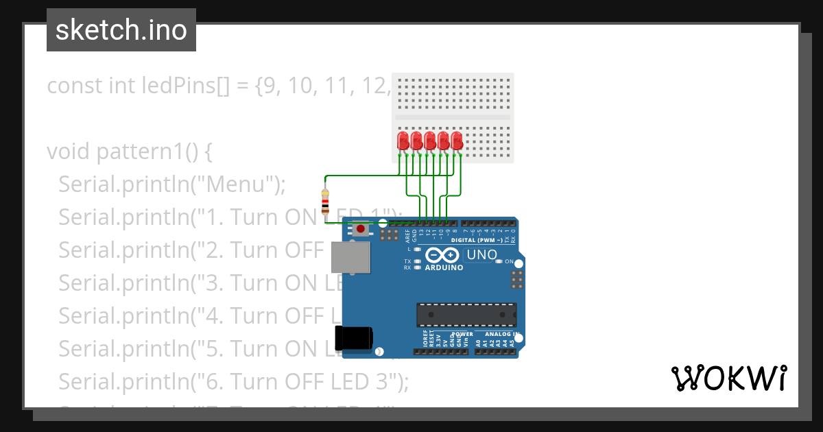 5LED's - Wokwi ESP32, STM32, Arduino Simulator