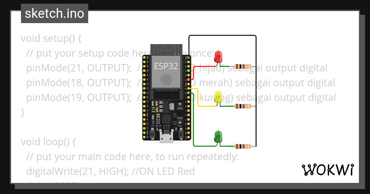02 LED Traffic Light - Wokwi ESP32, STM32, Arduino Simulator