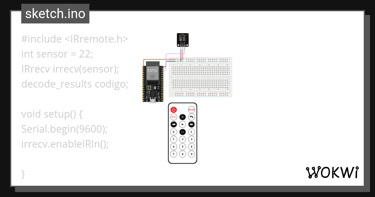 Receptor Infrarrojo KY-022 - Wokwi ESP32, STM32, Arduino Simulator Receptor Infrarrojo KY-022 - Wokwi ESP32, STM32, Arduino Simulator