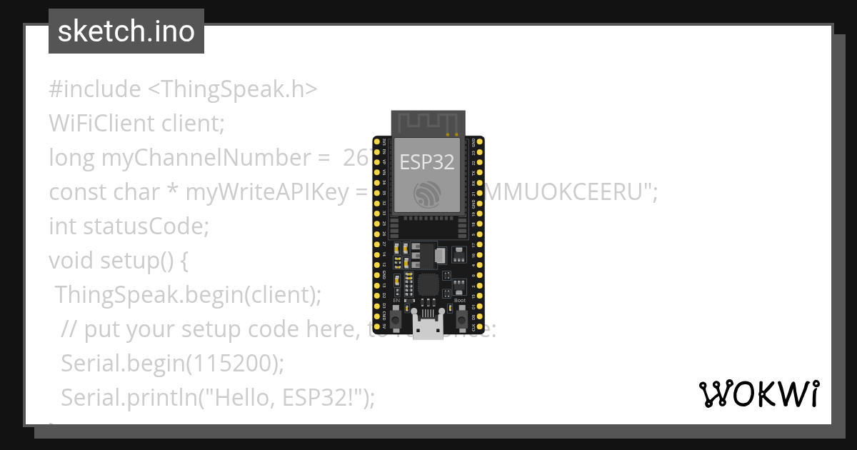 Thingspeak - Wokwi ESP32, STM32, Arduino Simulator