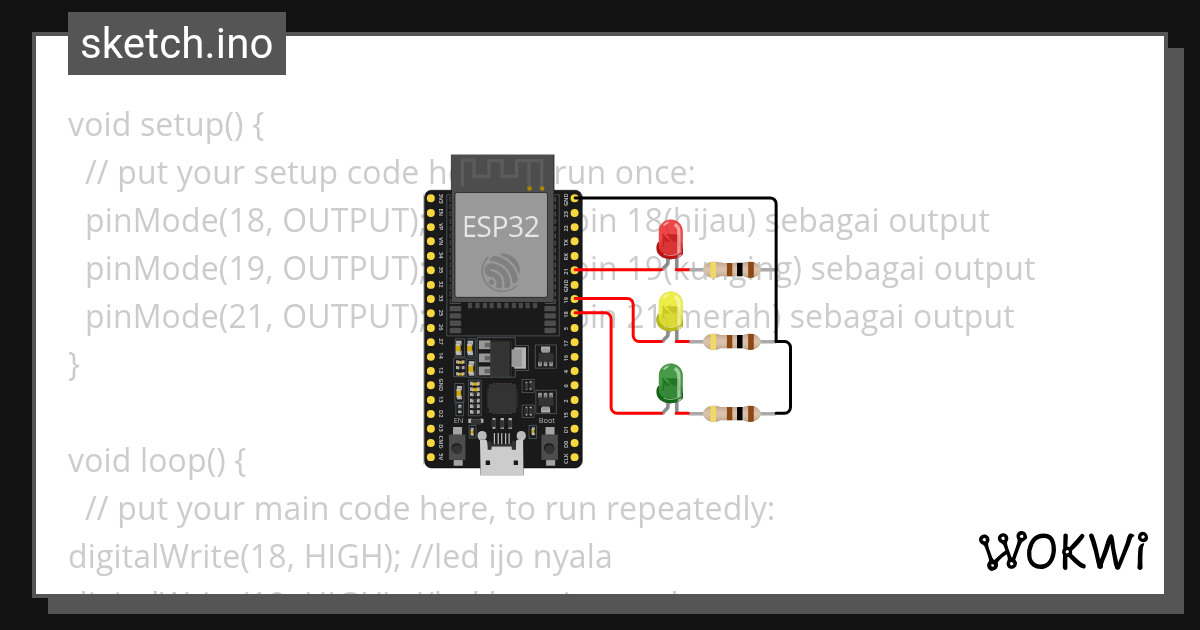 01 Led Berkedip Wokwi Esp32 Stm32 Arduino Simulator 