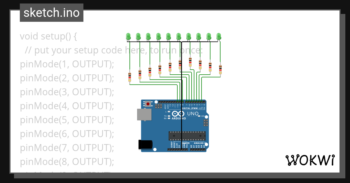 Running LED - Wokwi ESP32, STM32, Arduino Simulator