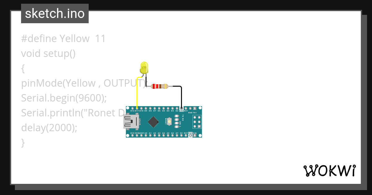 arduino - yellow led - Wokwi ESP32, STM32, Arduino Simulator arduino - yellow led - Wokwi ESP32, STM32, Arduino Simulator