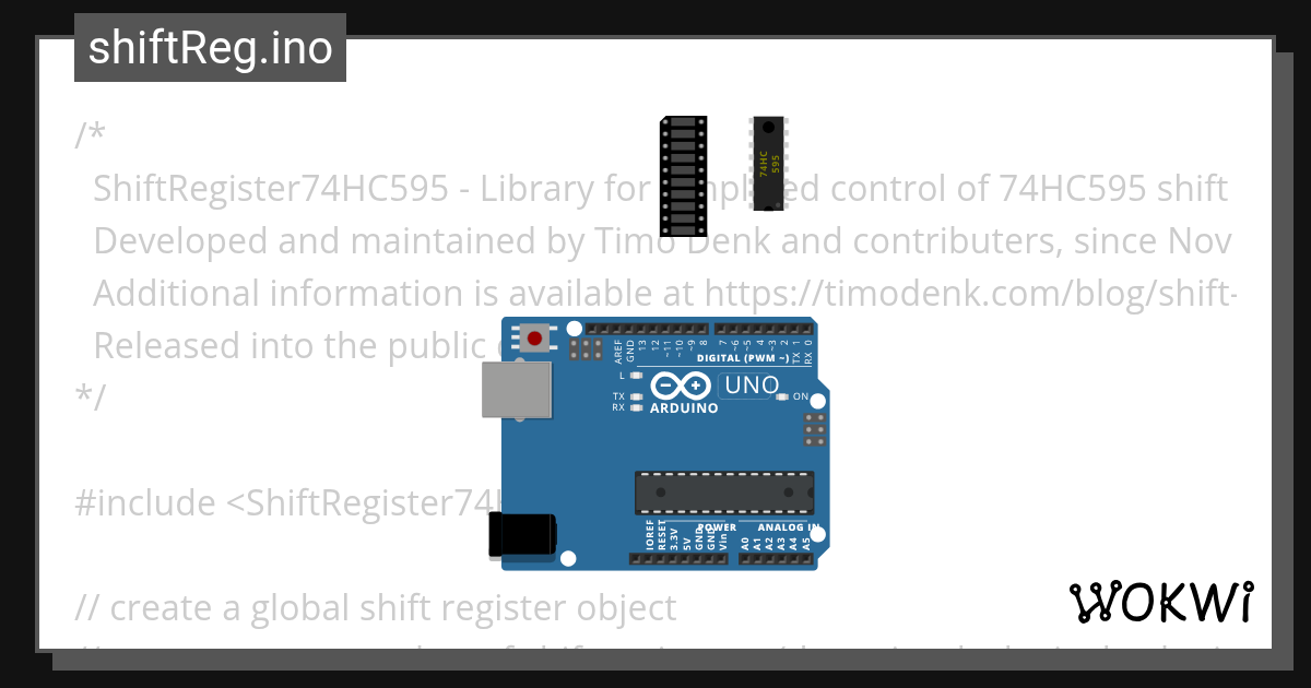 shift-reg-74595 - Wokwi ESP32, STM32, Arduino Simulator