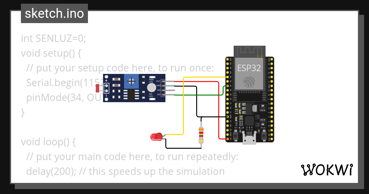 Sensor De Luz Wokwi Esp32 Stm32 Arduino Simulator 