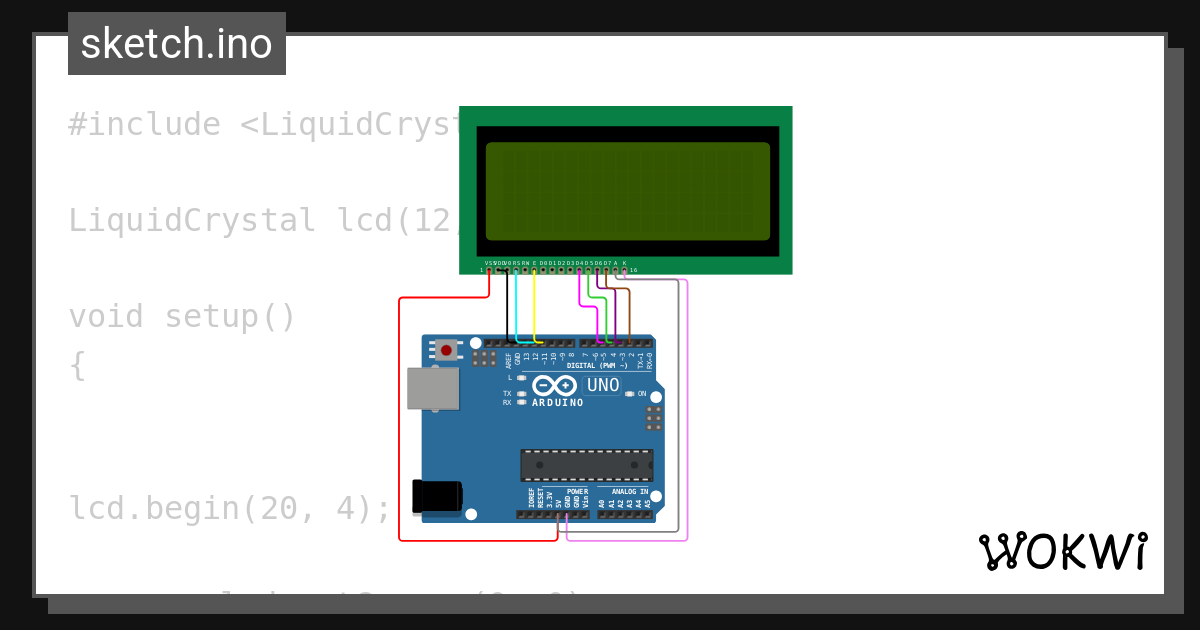 Pantalla Lcd 4x20 Wokwi Esp32 Stm32 Arduino Simulator 5194
