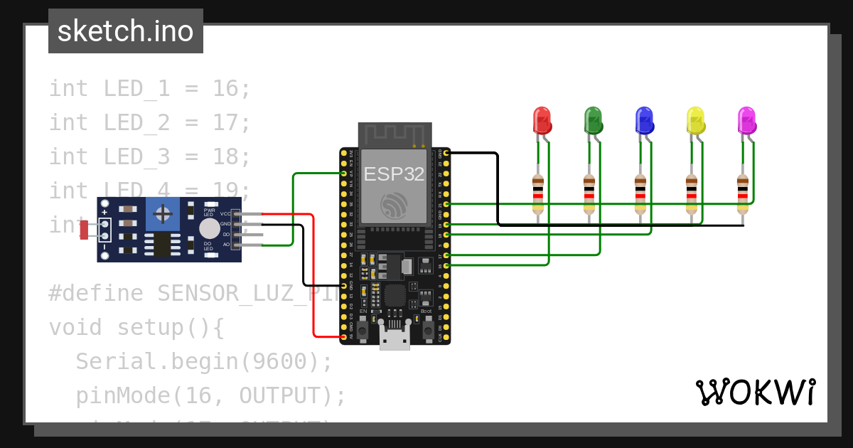 Sensor Luz U3 Wokwi Esp32 Stm32 Arduino Simulator 6072