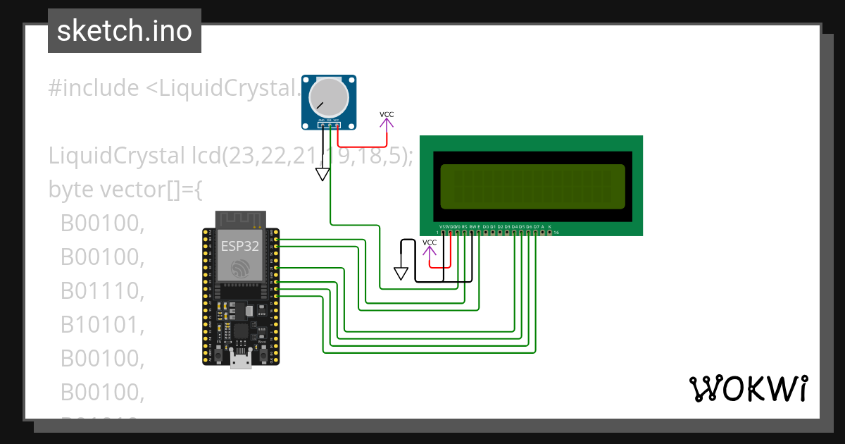 LCD EJEMPLO - Wokwi ESP32, STM32, Arduino Simulator