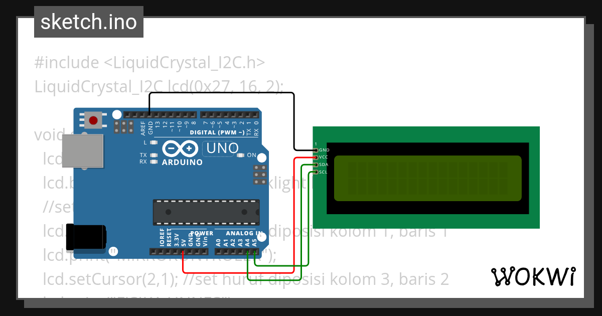 I2C LCD 02 ARISTA - Wokwi ESP32, STM32, Arduino Simulator