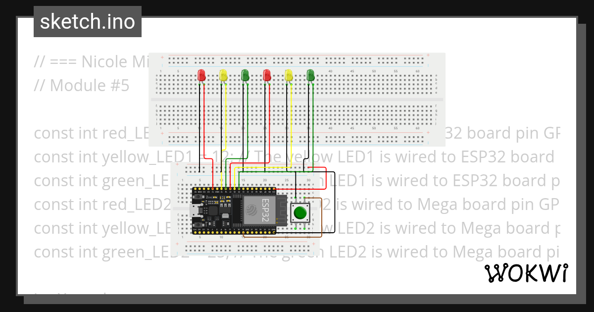CEIS114 Module 5 - Nicole Mitchem - Wokwi ESP32, STM32, Arduino Simulator