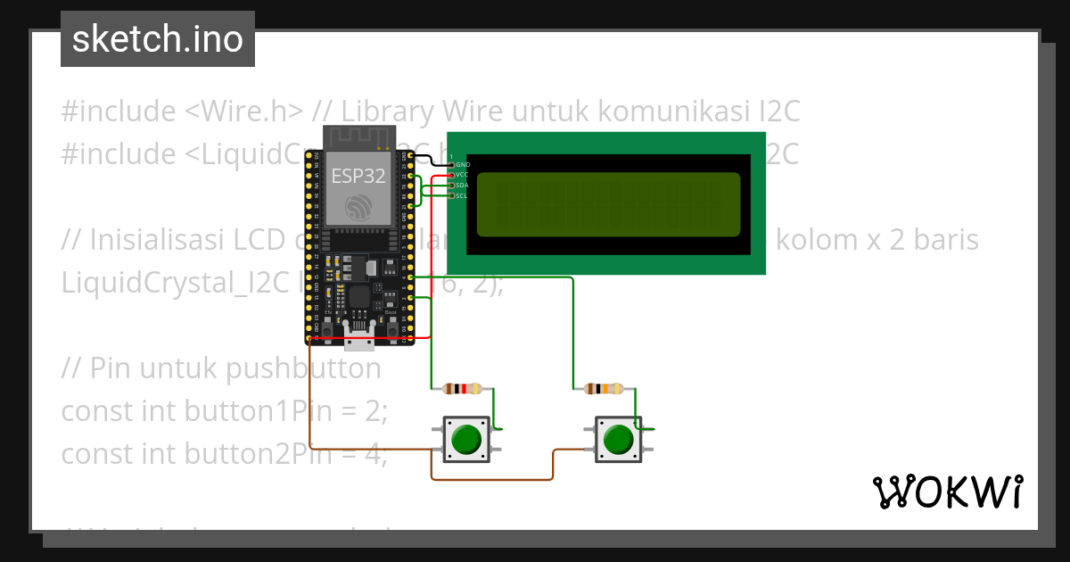 2 Pushbutton Lcd Arif Setiawan Wokwi Esp32 Stm32 Arduino Simulator 9161