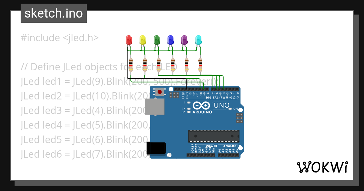 Jled - Wokwi ESP32, STM32, Arduino Simulator
